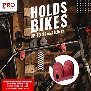 PRO BIKE TOOL Bike Wall Mount - Horizontal Indoor Bike Rack for 1 Bicycle - Bike Rack for Garage - Safe and Secure Bike Hook for Road, Mountain or Hybrid Bikes - Bike Hanger, Bicycle Storage