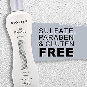 BioSilk Silk Therapy Shampoo, Gentle Hair Cleanser Delivers Healthy & Shiny Hair, Great For All Hair Types, Sulfate, Paraben & Cruelty-Free, 7 Oz