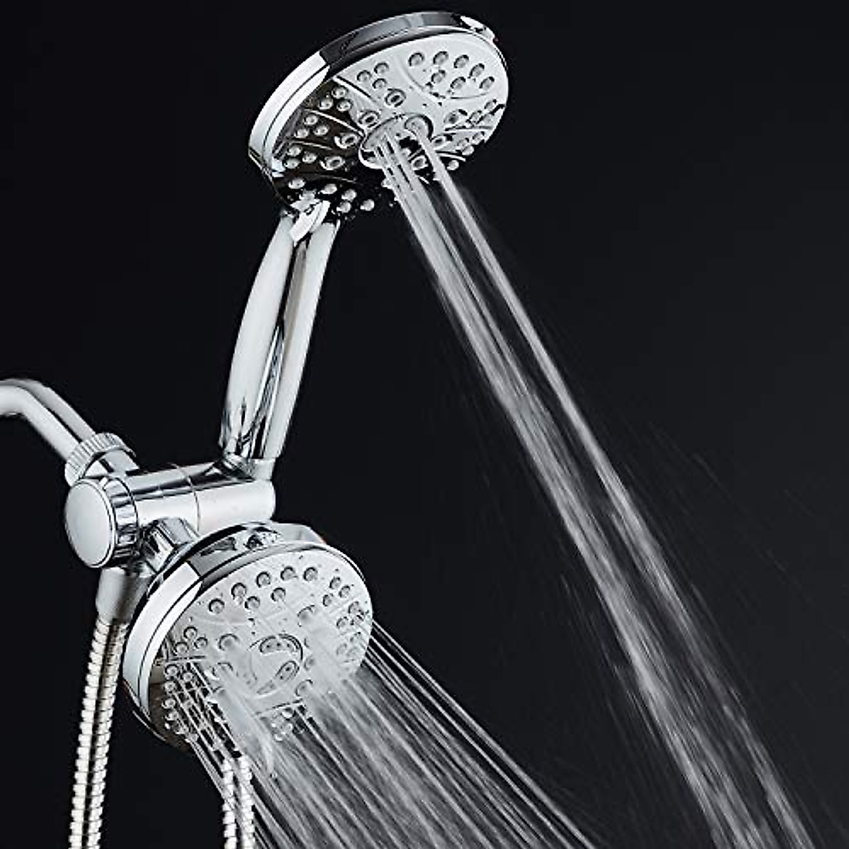 AquaSpa High Pressure 48-mode Luxury 3-way Combo – Dual Rain & Handheld Shower Head – Extra Long 6 Foot Stainless Steel Hose – Extra Large Face – Anti Clog Jets – All Chrome Finish – Top US Brand