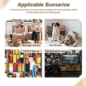 SPOWAY 8 x 6 FT Outdoor Storage Shed, Metal Storage Shed with Swinging Double Lockable Doors, Waterproof Outdoor Galvanized Steel Garden Shed for Backyard, Patio Lawn and Outside Use, White