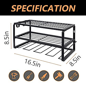irongod Power Tool Organizer,Garage Organization and Storage,Drill Holder Wall Mount,Utility Rack for Cordless Drill, 3 Layers Heavy Duty Metal Tool Shelf