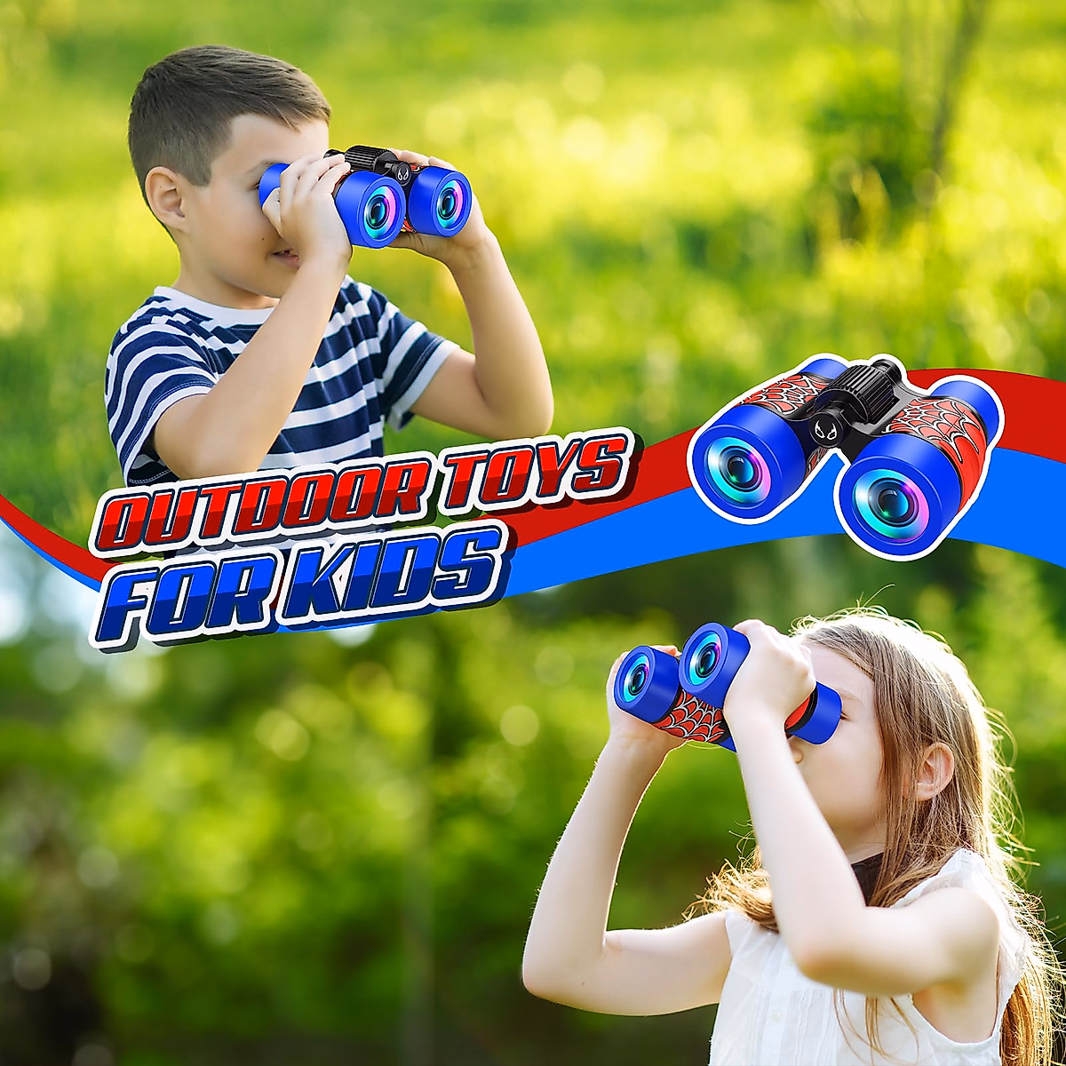 Binoculars Toys for Kids Ages 3-8: Spidolapse Outdoor Adventure Toy with Bird Watching Guide for 4 5 6 7 8 Year Old Boys Girls Easter Birthday Gifts Toddler Travel Camping Binoculars Toy Age 4-6
