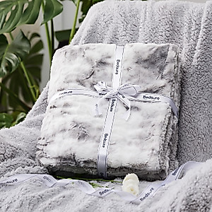 Bedsure Sherpa Blanket - Soft, Fuzzy & Fluffy Faux Fur - Warm, Cozy Throw Blanket for Couch, Sofa and Bed, Tie Dye Design, Light Grey, 50x60 Inches