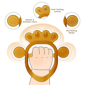 Termichy Teething Toys for Babies 0-6 Months, Soft Baby Teether for Soothe Babies Sore Gums for New Born Breast Feeding Babies, Freezer Safe BPA-Free Hands Free Design(Amber,1 Pack)