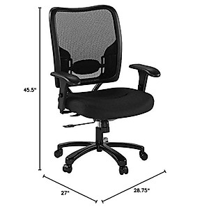 Space Seating 75 Series Air Grid Big and Tall Deluxe Ergonomic Office Chair with Thick Padded Seat and 400 lb. Limit, Black