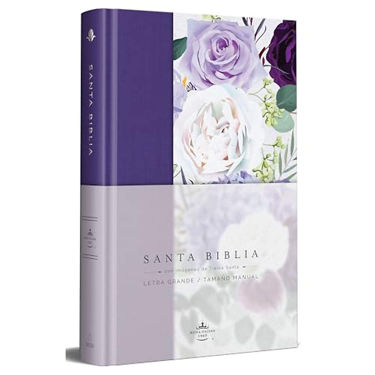 Biblia RVR1960 Tapa dura y tela morada con flores tamaño manual / Spanish Bible RVR 1960 Handy Size Large Print Hardcover Cloth with Purple Floral