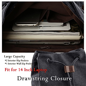 Barsine Thick Canvas Backpack for School Travel Hiking with 15 Inch Laptop Compartment Casual Rucksack