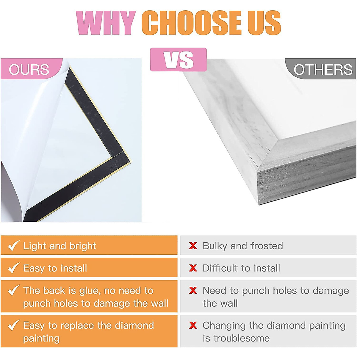 BESTING 10 Pack 12" x 16" Diamond Painting Canvas Frames Self-Adhesive Diamond Magnetic Black Art Canvas Frames for Home Wall Office Store Door Decor (PF3040P10)