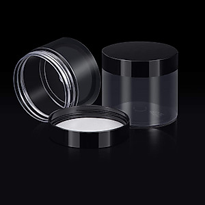SATINIOR 24 Pieces Empty Clear Plastic Jars with Lids Round Storage Containers Wide-Mouth for Beauty Product Cosmetic Cream Lotion Liquid Butter Craft and Food (Black Lid, 6 oz)
