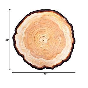 Veemoon Tree Ring Rug Creative Tree Carpet Rustic Wood Floor Mat Round Annual Rugs Home Decorative Carpets for Kitchen Living Room Bedroom (1 M)