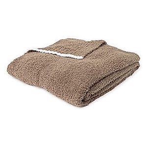 Barefoot Dreams CozyChic Rib Trim Throw - 60" x 45" (Moss / White)