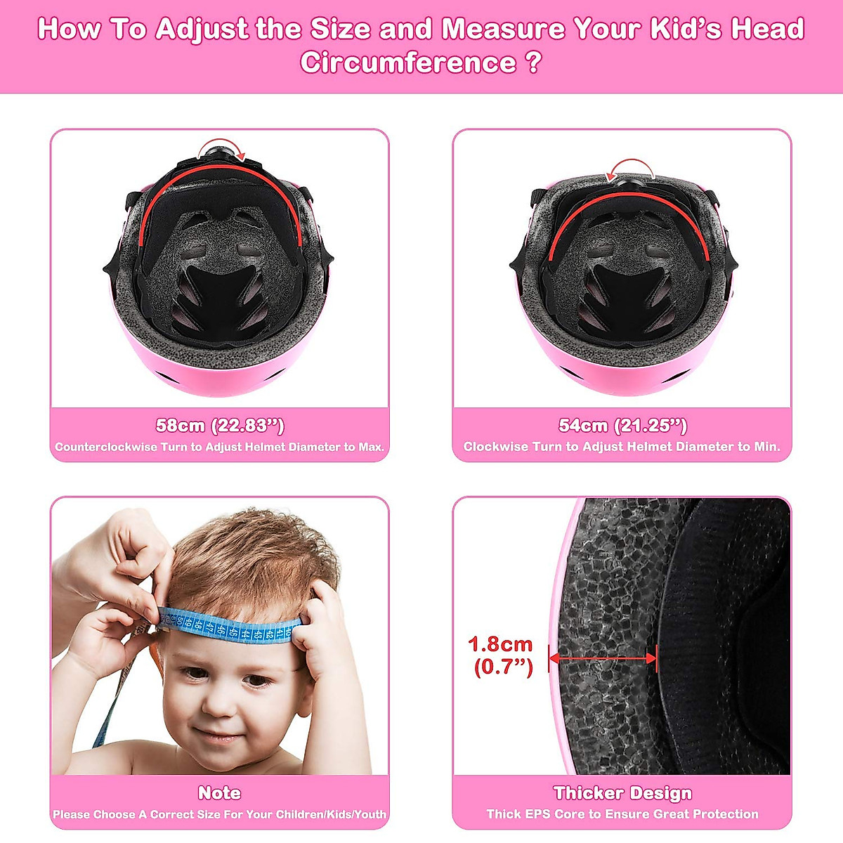 WayEee Kids Bike Helmet Knee Elbow Pads Wrist Guards Set for 4~10yrs Boys Girls Child, Adjustable Protective Gear Set for Sports Skateboarding Cycling Scooter Roller Skating Longboard Rollerblade