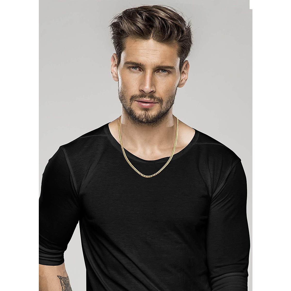 Miabella Solid 18K Gold Over 925 Sterling Silver Italian 5mm Diamond-Cut Cuban Link Curb Chain Necklace for Women Men, Made in Italy (24 Inches)