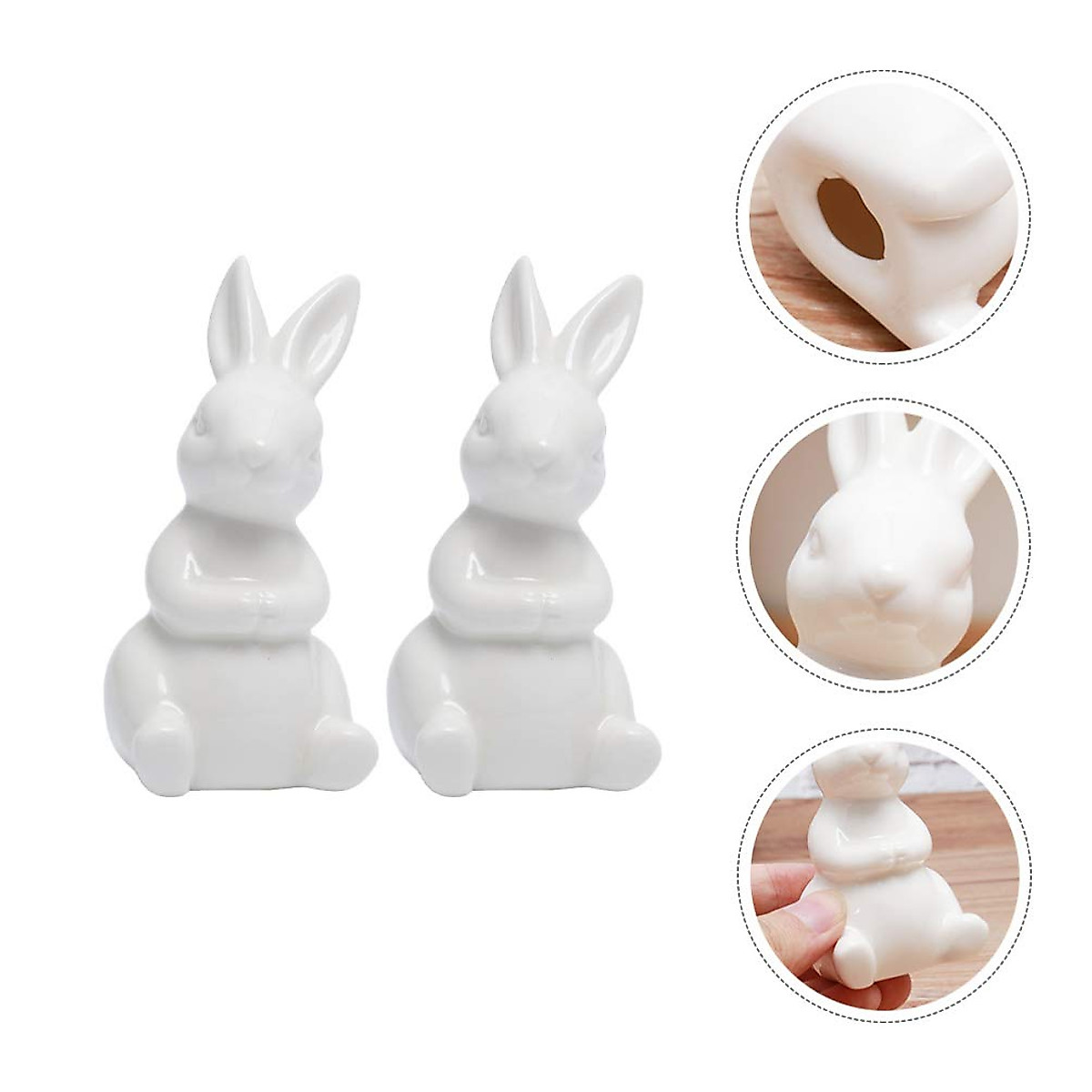 BESPORTBLE 2pcs Ceramics Bunny Figurine Easter White Bunny Figurines Home Decor Rabbits Ornaments for Home Easter Garden Micro Landscape Decor