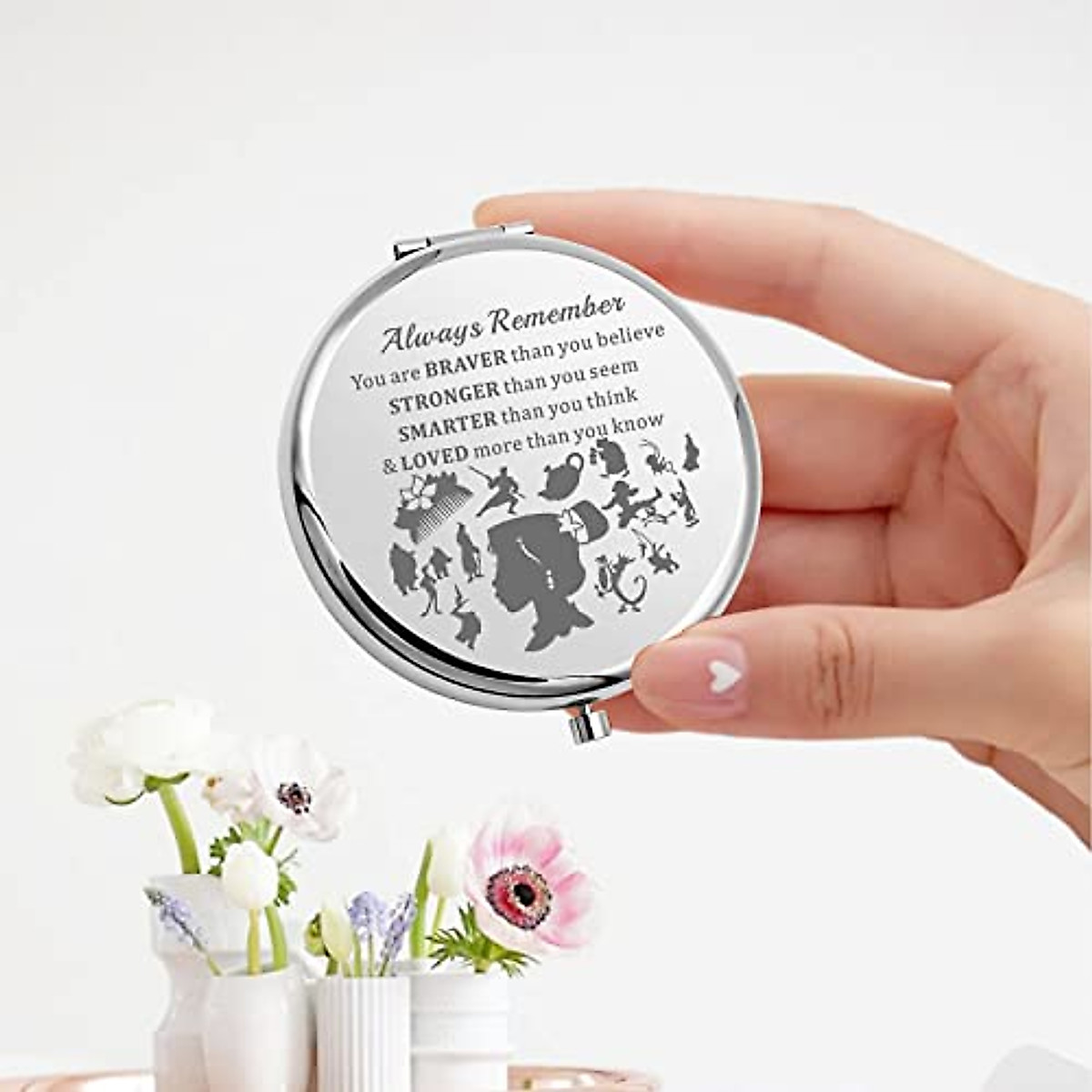 KEYCHIN Mu LAN Pocket Mirror Mu LAN and Mushu Fans Gifts Remember You are Braver Stronger Smarter Than You Think Compact Makeup Mirror for Women Girls Teenagers (Mu LAN Mirror-S)