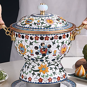 Chafing Dishes Single Person Copper Hot Pot Old Beijing Copper Stove Hot Pot Household Instant Boiled Mutton Pot Commercial Alcohol Meal Hot Pot (Color : A, Size : 19.2 * 23cm)