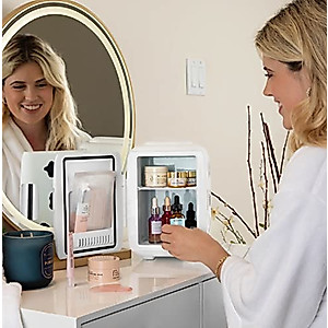 Cooluli Skincare Mini Fridge for Bedroom - Car, Office Desk & Dorm Room - Portable 4L/6 Can Electric Plug In Cooler & Warmer for Food, Drinks, Beauty & Makeup, 12v AC/DC & Exclusive USB, Cow Print