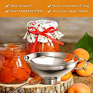 Pisol Canning Funnel for Kitchen Use, Wide Mouth Stainless Steel Funnel for Wide and Regular Mouth Mason Jar, Food Grade Metal Funnel for Filling Bottle, Large Funnel for All Liquid and Solid