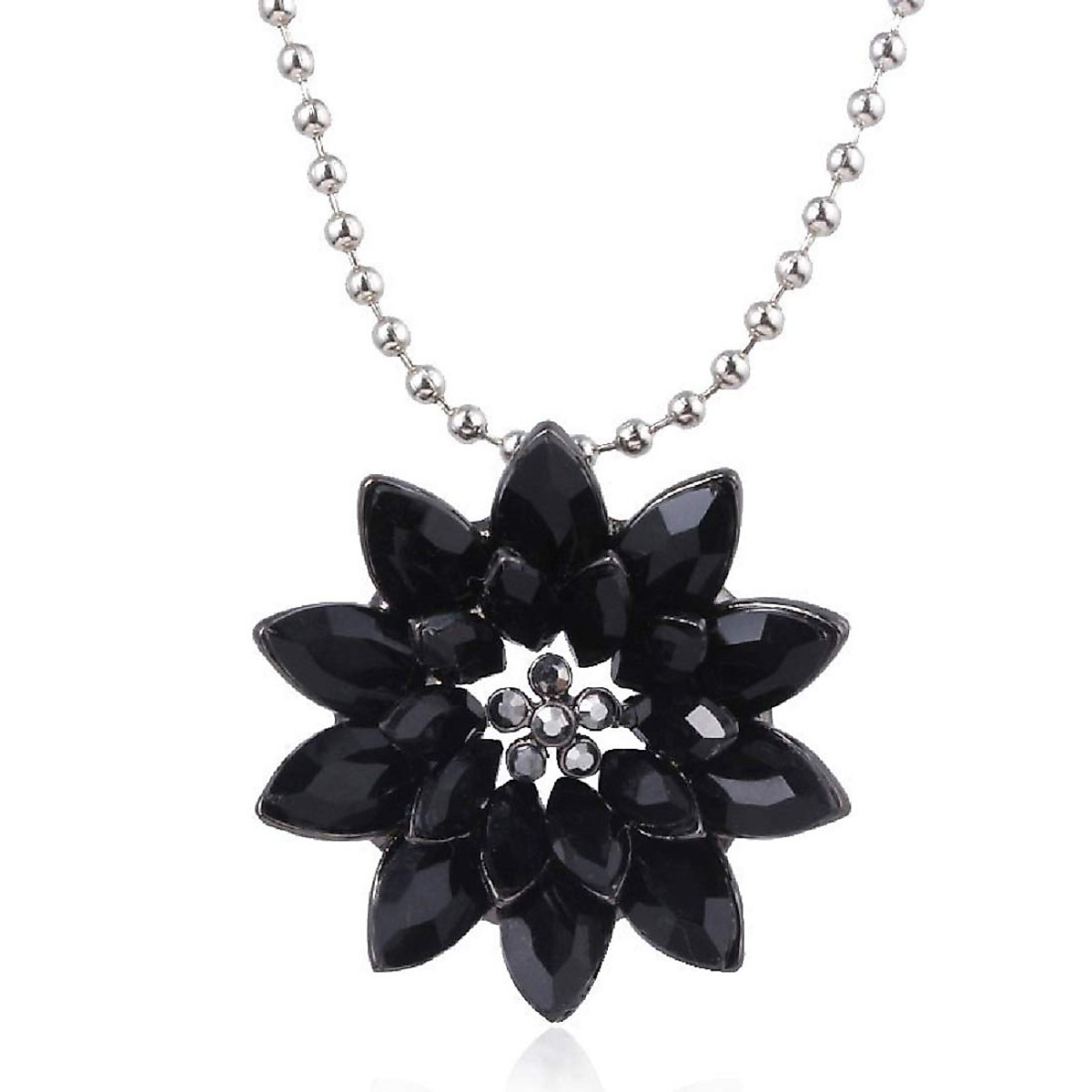 Black Dahlia Necklace,Crystal Jewelry Flower Pendant for Women Gift Custume Accessory