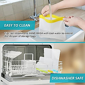 LFHHT Reusable Ziplock Bags Silicone Dishwasher Safe, 14 Pack Reusable Gallon Freezer Bags, Extra Thick Leakproof Reusable Food Storage Sandwich Bags for Meats, Fruits, Travel Items, Home Organization-6 Gallon+8 Sandwich