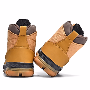 Wondamo Men's Snow Boots Lightweight Waterproof Winter Boots Fur Lined Anti-slip Cold Weather Shoes, Wheat Light Brown, 7.5 US Men