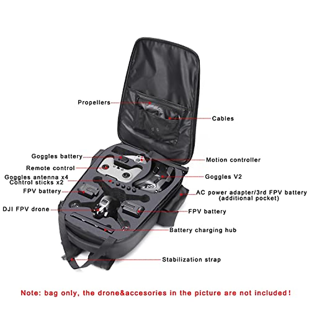 MAXPAND DJI FPV Hard Case Backpack Waterproof and Shockproof DJI FPV Drone Bag FPV System Case for DJI Drone, Goggles V2, Remote Controller 2, and Accessories FPV Backpack with YKK Zipper