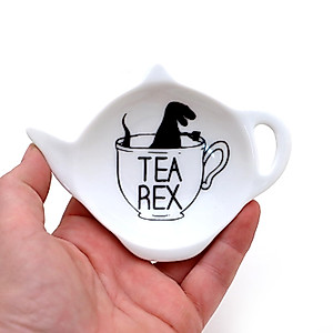 Tea Rex Teabag Holder, Teapot Shaped Tea Bag Dish - Lennymud by Lorrie Veasey