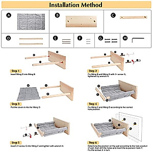 Topmart Cat Hammock Wall Mounted, Cat Wall Furniture for Sleeping, Playing, Climbing, Cat Wall Shelves& Cat Perch for Indoor Cats, Up to 35lbs, Gray
