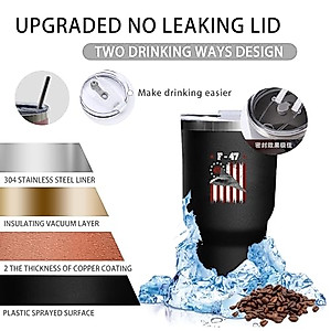 liabiliies Coffee Tumbler 30 oz F47 Fighter Jet F-47 Jet Fighter Aircraft Tumbler with Lid and Straw Insulated Tumblers Stainless Steel Tumbler Funny Gifts
