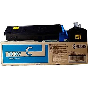 Kyocera 1T02K0CUS0 Model TK-897C Cyan Toner Cartridge For use with Kyocera FS-C8025MFP, FS-C8520MFP, FS-C8525MFP, TASKalfa 205c, 255 and 255c Color Multifunctional Printers