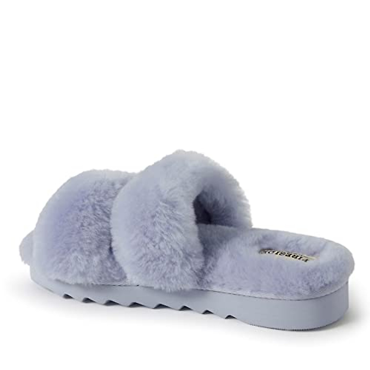 Dearfoams Women's Fireside Benalla All Over Shearling Double Band Easy on/Off Slide Slipper, Eventide, 9