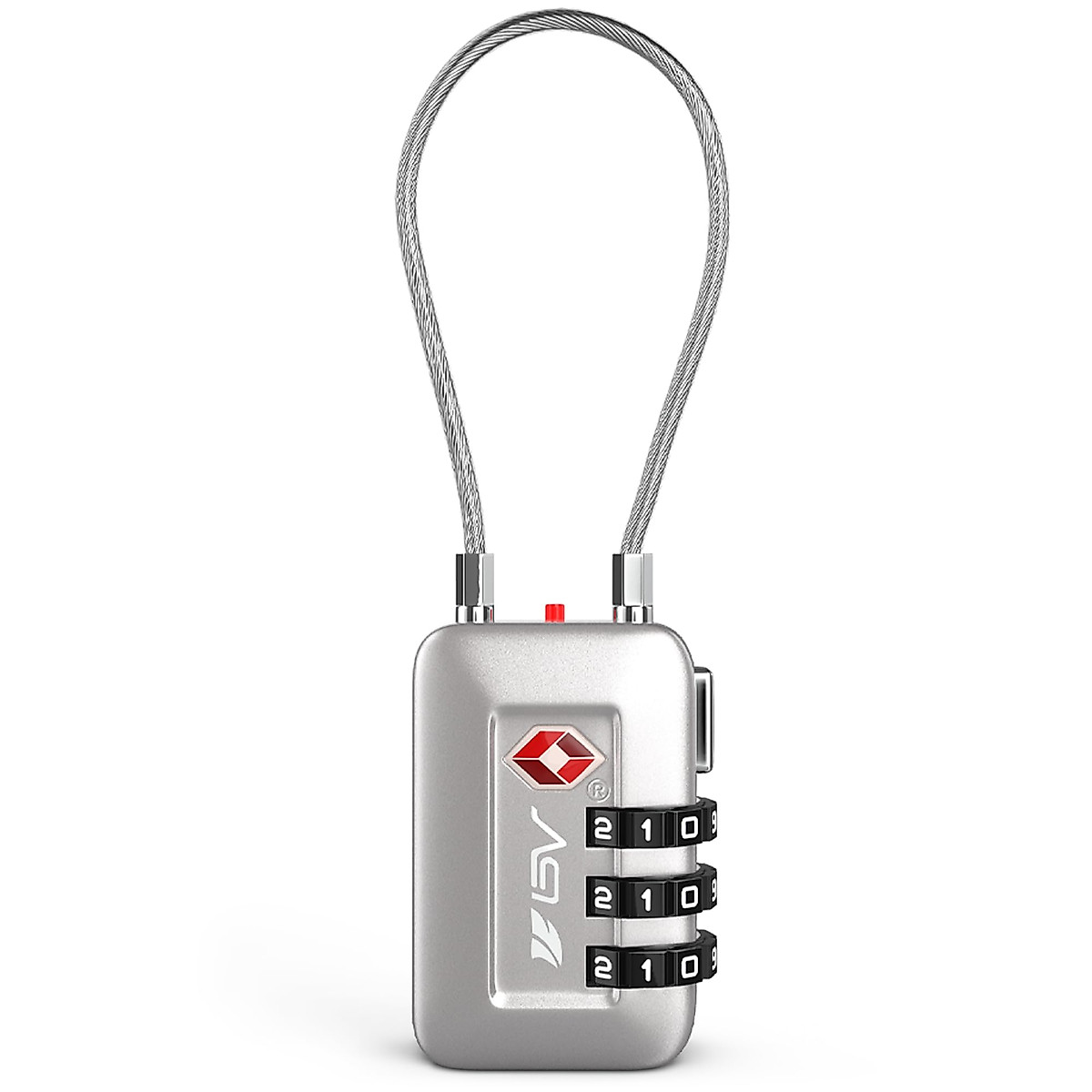 TSA Accepted Luggage Travel Lock, Set-Your-Own Combination Lock for School Gym Locker, Luggage Suitcase Baggage Locks, Filing Cabinets, Toolbox, Case (Silver, 1 Pack)