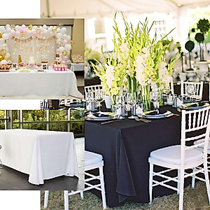 TABLECLOTHSFACTORY Round Corner Polyester Rectangle Tablecloths 90" x 156" - White