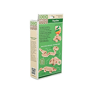Eco-Bricks 3 in 1 Builds Reptiles - Earth-Friendly Kids Building Blocks - Create 3 Different Reptiles - Chameleon, Snake, Alligator