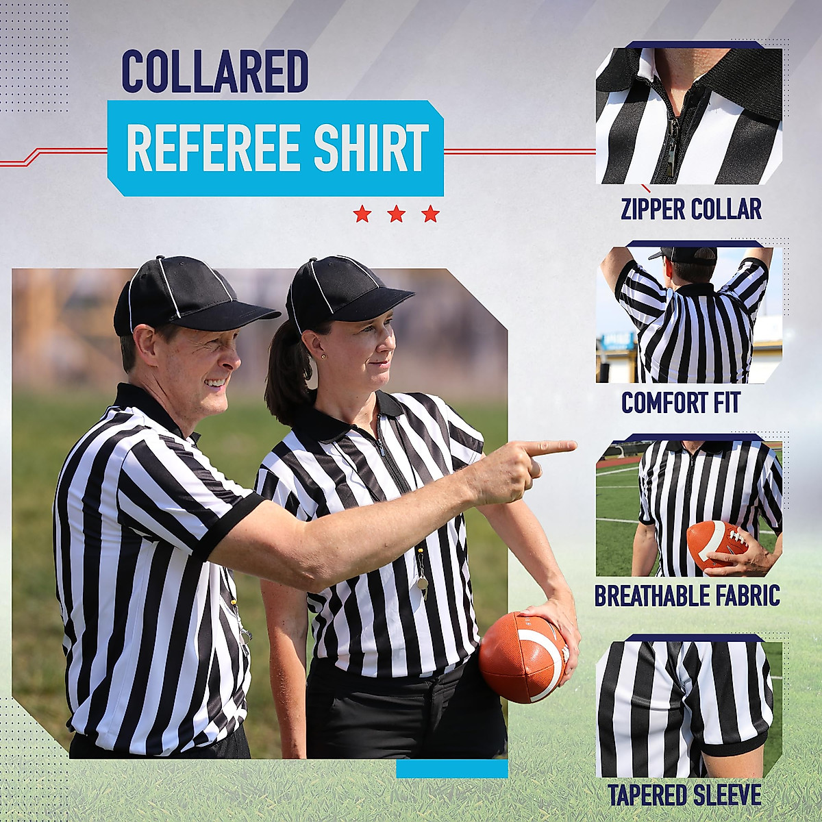 Murray Sporting Goods Collared Referee Shirt | Men’s Official Short Sleeve Pro-Style Collar Officiating Referee Shirt for Football, Basketball, Wrestling & Volleyball (Medium)