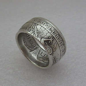 JOOLIXUACT Hobo Coin Ring Handcrafted Ring Made from US Morgan Hobo Coin