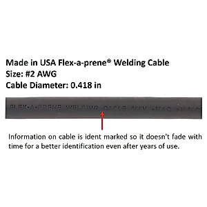 SÜA® - 200 Amp Welding Ground Clamp Lead Assembly - UP10 Tapered Connector (Old Welders) - #2 AWG cable (50 FEET)
