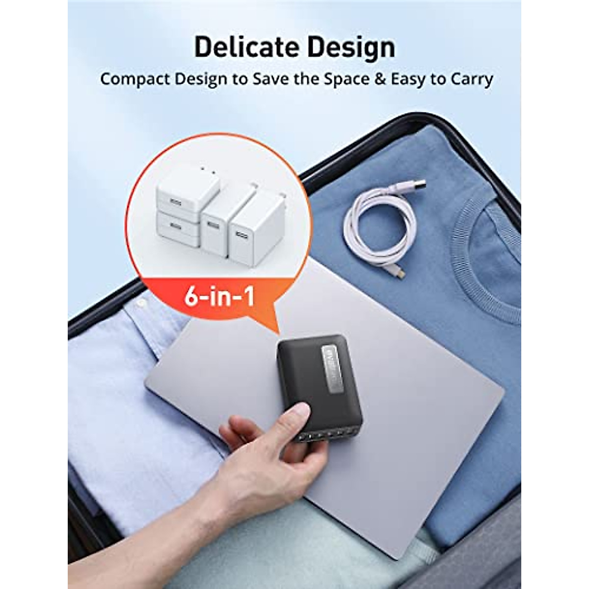 USB Charger Block, Evatronic 60W 12A 6-Port USB Charging Station Desktop USB Charging Hub with Multiple Port Compatible with iPhone 14 13 12 Pro Max Mini 11 X SE iPad Pro Air Galaxy S21 Tablet Black