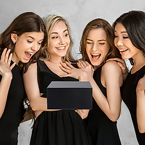 Giftgarden 4-Pack 8”x8”x4” Black Gift Boxes with Magnetic Lids, Square Collapsible Gift Wrap Box Magnet Clourse for Presents, Mothers Day, Birthday, Wedding, Bridesmaid Groomsman Proposal Box