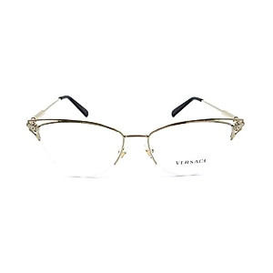 Versace VE 1280 1252 Pale Gold Metal Cat-Eye Eyeglasses 55mm