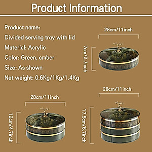 ACGrade Amber 2 Layers Snack Serving Tray, Round, Acrylic, 20" Diameter