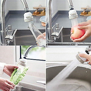 Movable Kitchen Tap Head, 360° Rotatable Water Spray ABS Sink Faucet Spray Head Tap,Splash Filter Water Saving Pressurization Nozzle Bubbler Connector, 3 Modes Adjustment (Pack of 2,White)