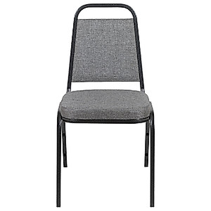 Flash Furniture HERCULES Series Trapezoidal Back Stacking Banquet Chair with 2.5" Thick Seat in Gray Fabric - Silver Vein Frame