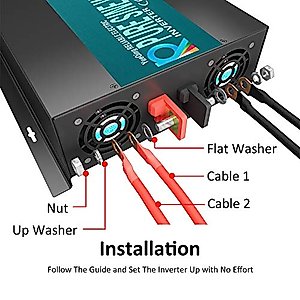 WZRELB 3000watt Pure Sine Wave Inverter 12V DC to 120V AC 60HZ with LED Display Wireless Remote Controller Car Inverter Generator (RBP300012VCRT)