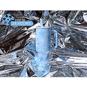 DLOCCOLD 40 oz Tumbler with Handle and Flip Straw, 100% Leak Resistant Leak-Proof Tumbler with Lid and Straw, Insulated Stainless Steel Travel Coffee Mug, Keeps Cold or Hot, Car Cupholder Friendly