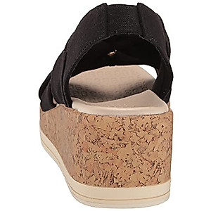 BZees Womens Roma Cork Wedge Beaded Sandal Black Denim 8 M