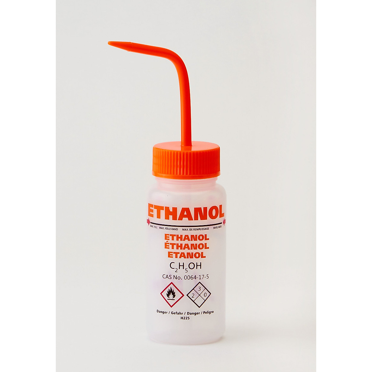 AZLON WGW541VTML Plastic, Wash Bottle, Wide Mouth, Ethanol, LDPE, Vent, 500 ml (Pack of 5)