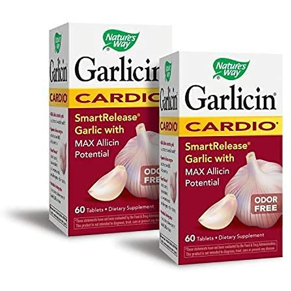 Nature's Way Garlicin Cardio, SmartRelease Garlic with MAX Allicin Potential, Odor Free, 60 Count, Pack of 2