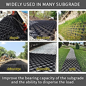 Tongmo Geogrid Gravel Grid 9x17 ft, 2 Inch Thick Geocell Ground Grid, Expansion& Foldable Gravel Stabilizer Grid, Gravel Ground Grid for Slope, Subgrade Work, Driveways, Parking Areas.