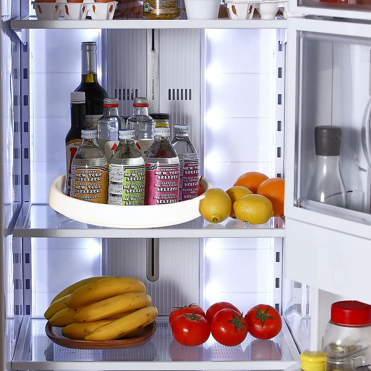 FVIEXE 6PCS Non-Skid Cabinet Lazy Susan Turntable 10 Inch, 360 Degree Rotating Kitchen Spice Rack Spinning Lazy Susan Turntable Organizer, Pantry Countertop Vanity Bathroom Display Stand White/Gray